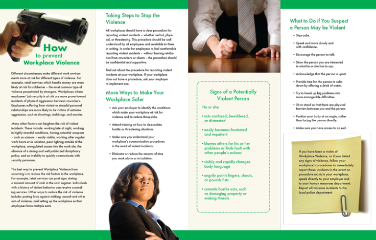 Workplace Violence Pamphlet | Prevention and Treatment Resource Press