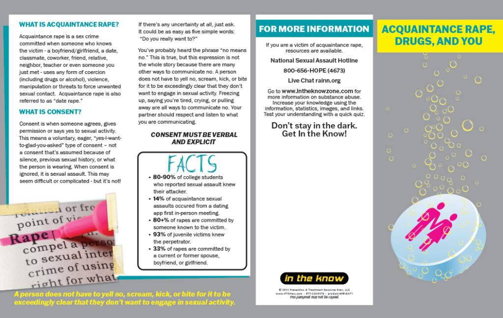 Acquaintance Rape Prevention Pamphlets for Awareness