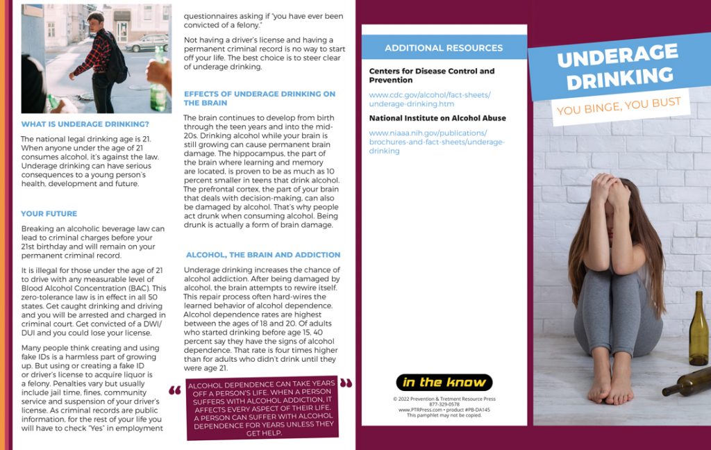 Underage Drinking Pamphlet | Prevention & Treatment Resources
