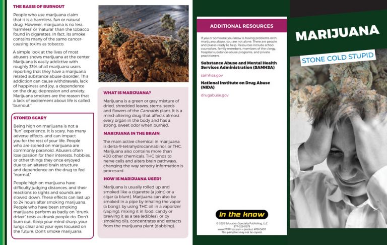 Marijuana Pamphlet | Prevention Education Brochures
