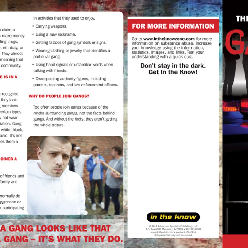 The Facts About Gangs Pamphlets – Gang Prevention Brochure