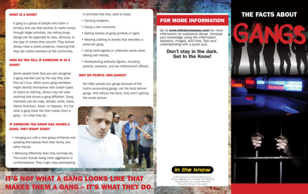 The Facts About Gangs Pamphlets – Gang Prevention Brochure