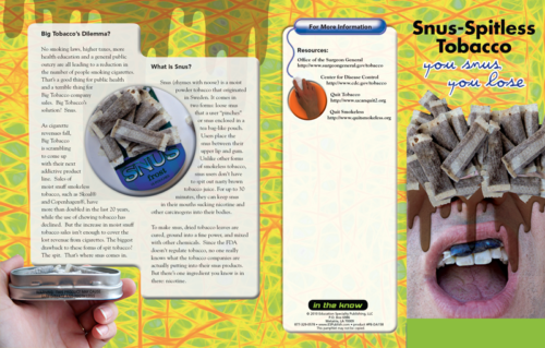 Know the Risks: Snus Spitless Tobacco Pamphlet
