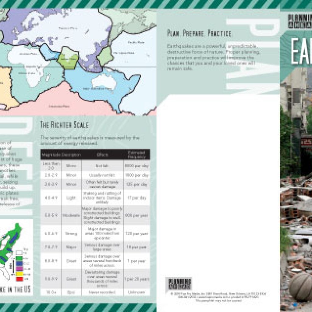 Earthquakes Pamphlet | Planning Ahead | Prevention Resources