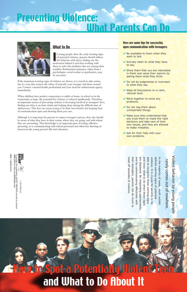 Teen Violence Prevention Pamphlet – Identifying Warning Signs