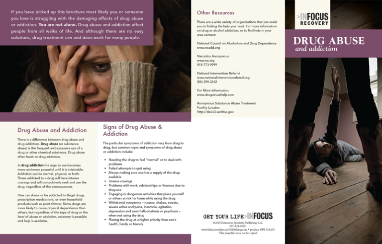 Drug Abuse and Addiction Pamphlet | Prevention Resources