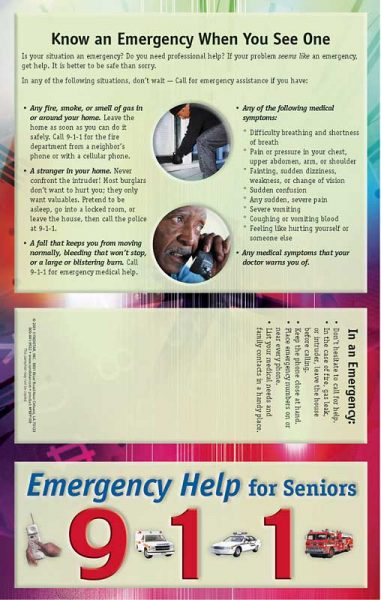 "9-1-1 Emergency Help for Seniors" Pamphlets | Prevention and Treatment ...