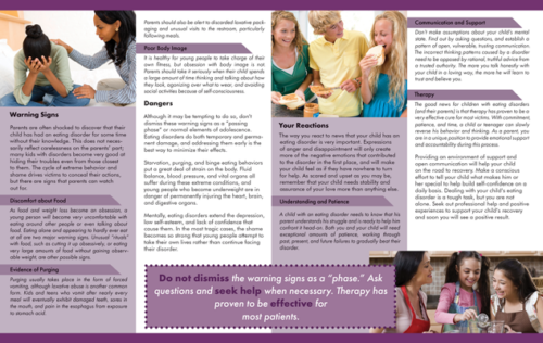 Eating Disorders in Children Pamphlets: Kids Health Awareness