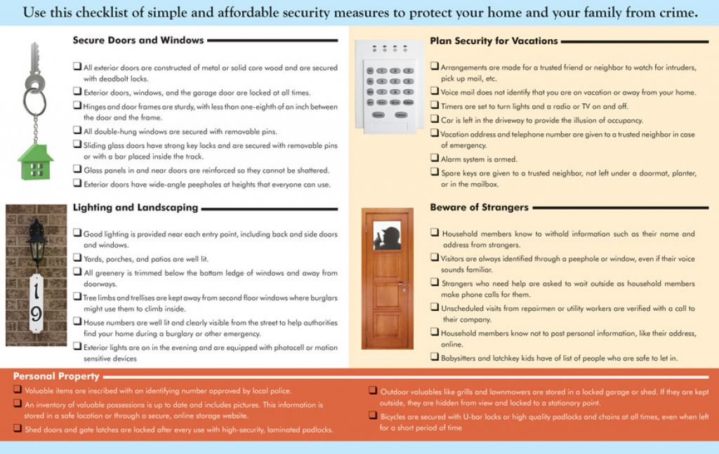 Home Security Checklist Pamphlet | Prevention Resources