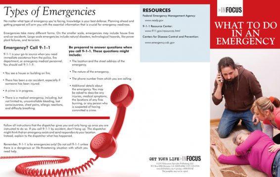 What To Do In An Emergency Pamphlet | Prevention Resources
