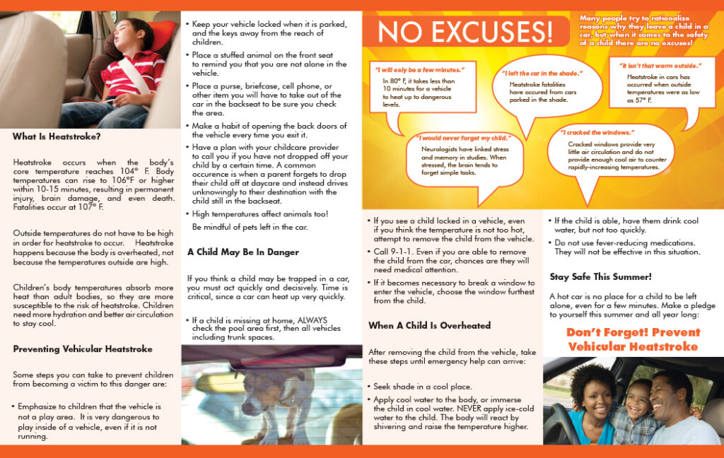 Hot Car Safety Pamphlets – Prevent Child Heatstroke Tragedies