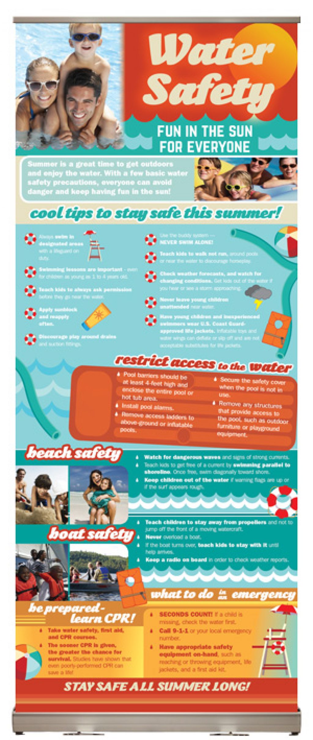 Water Safety: Fun In The Sun For Everyone! Retractable Display