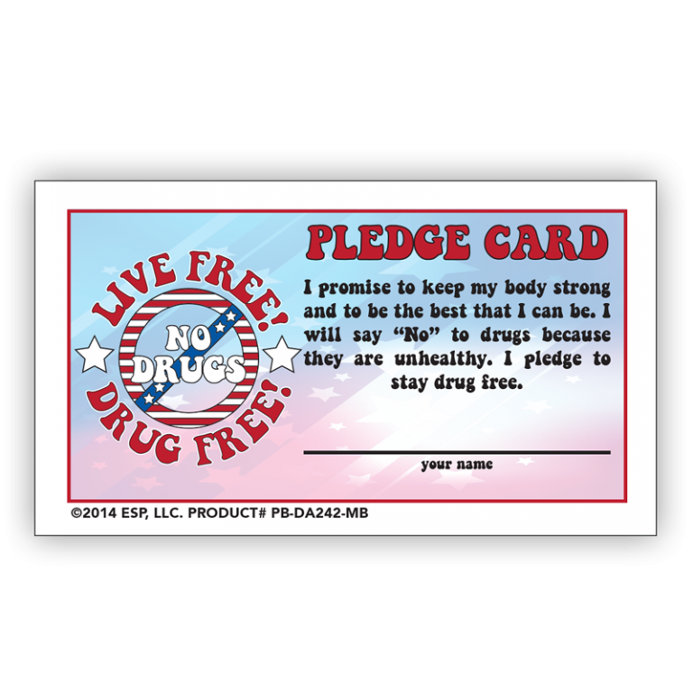 Live Free! Drug Free! Pledge Card | Red Ribbon Themes | PTR Press