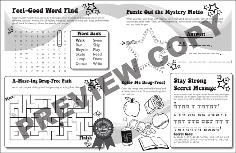 Drug Free Activity Sheet | Live Free! Drug Free! Red Ribbons | PTR Press