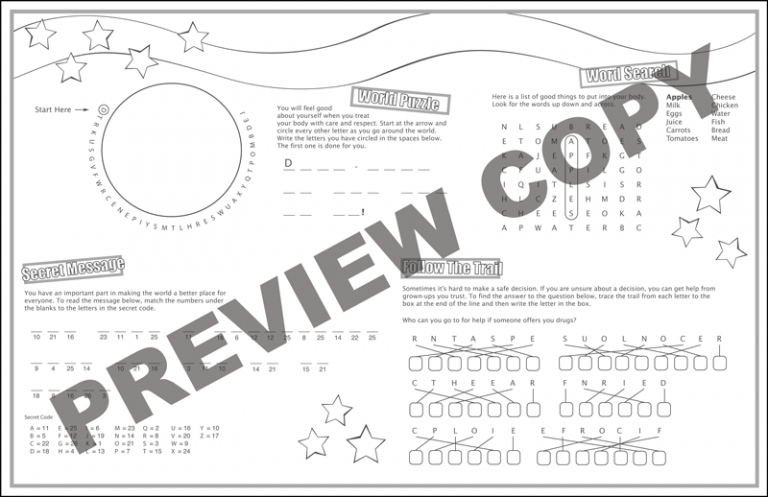 "I Pledge to be Drug-Free" Coloring & Activity Sheets