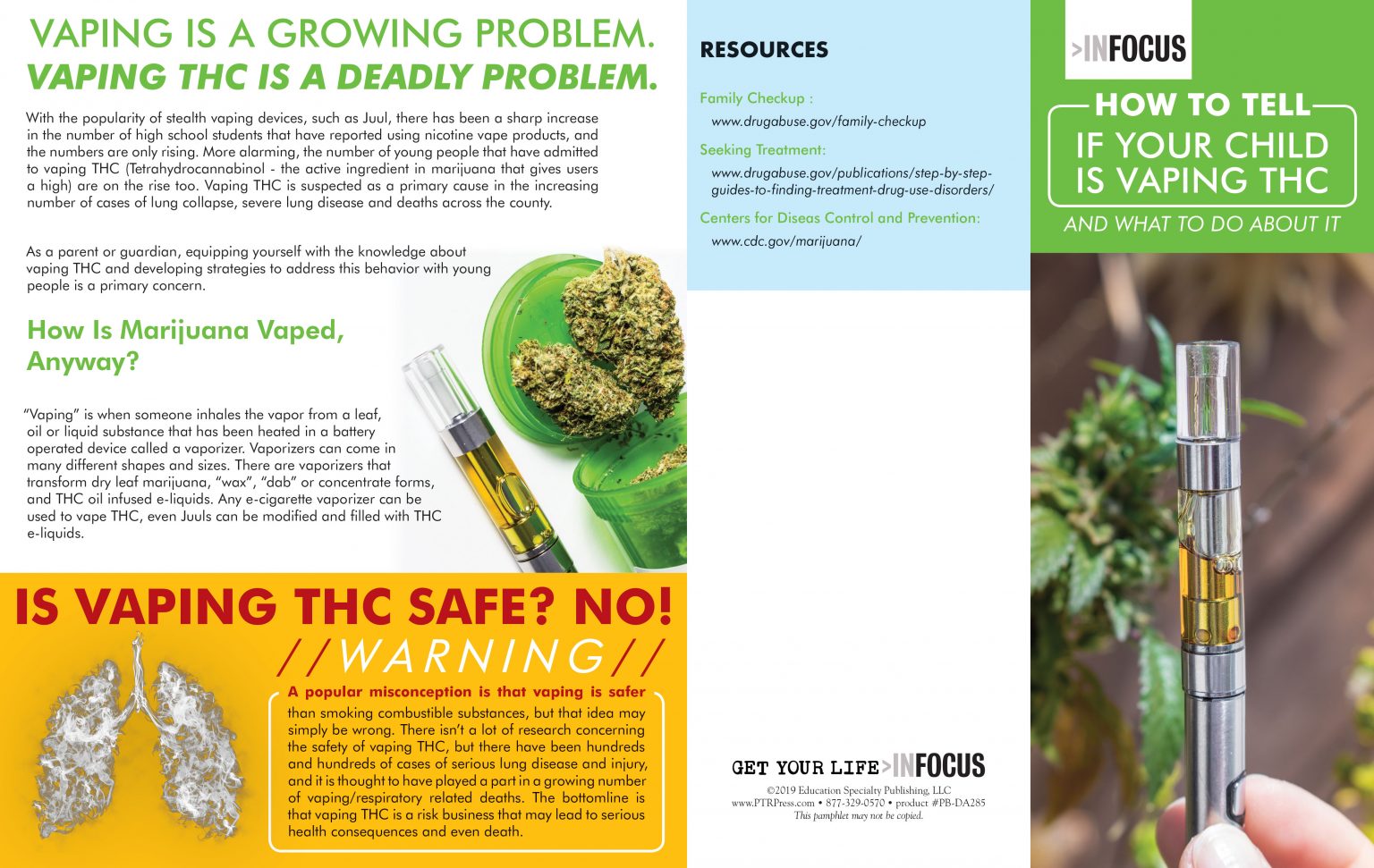"How to Tell if Your Child is Vaping THC" Pamphlets