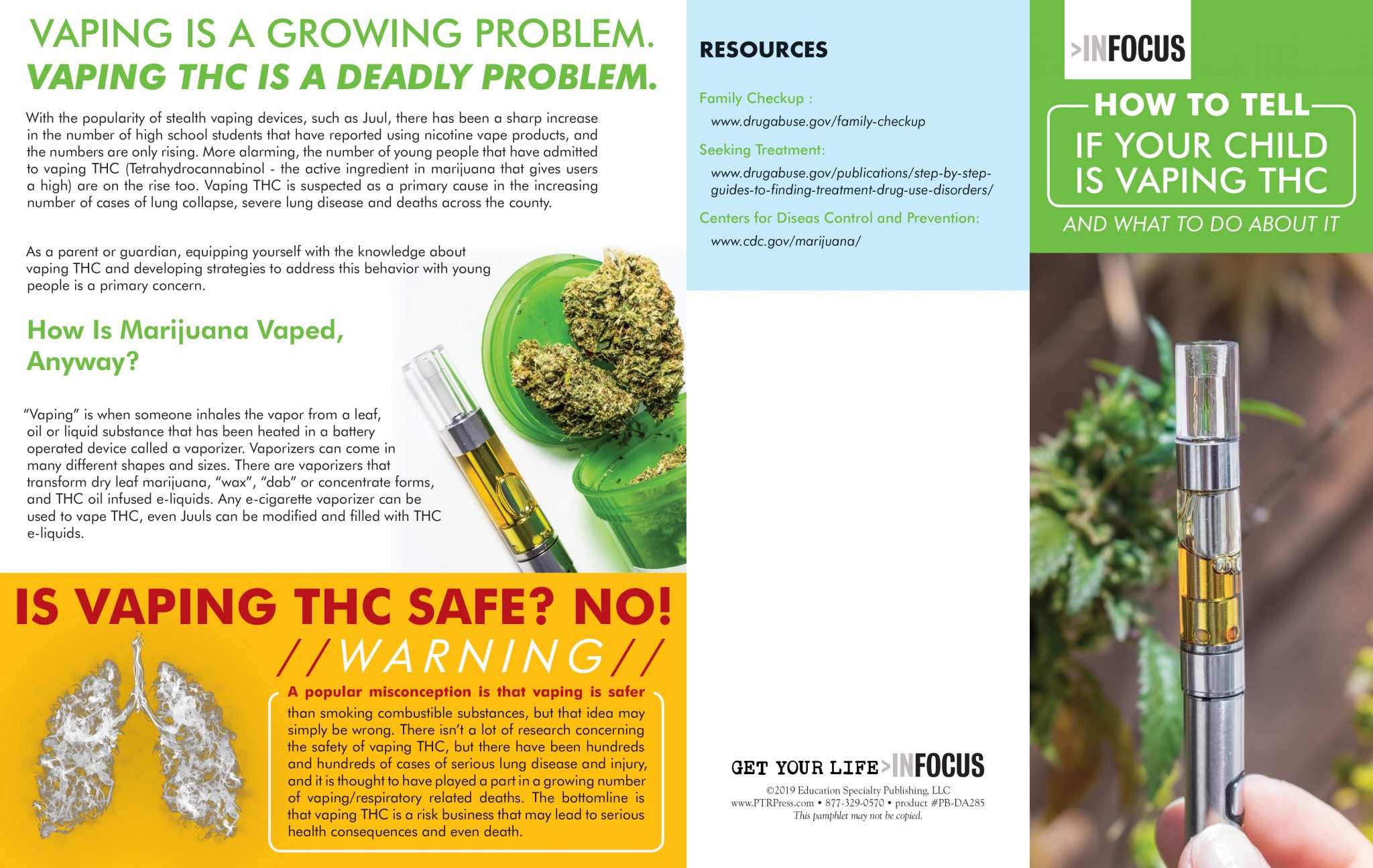 "How to Tell if Your Child is Vaping THC" Pamphlets