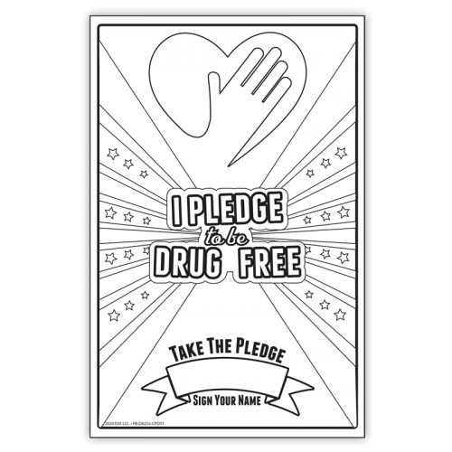 I Pledge to be Drug-Free Coloring Poster | Prevention Treatment Resource