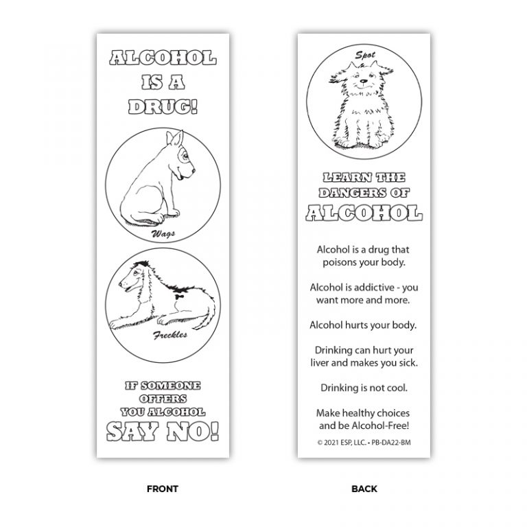Wags & Freckles "Say No To Alcohol!" Coloring Bookmarks