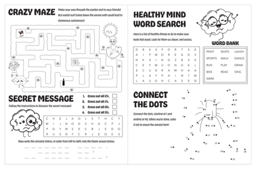 "Healthy Mind, Happy Me! Be Drug-Free!" Activity Sheets