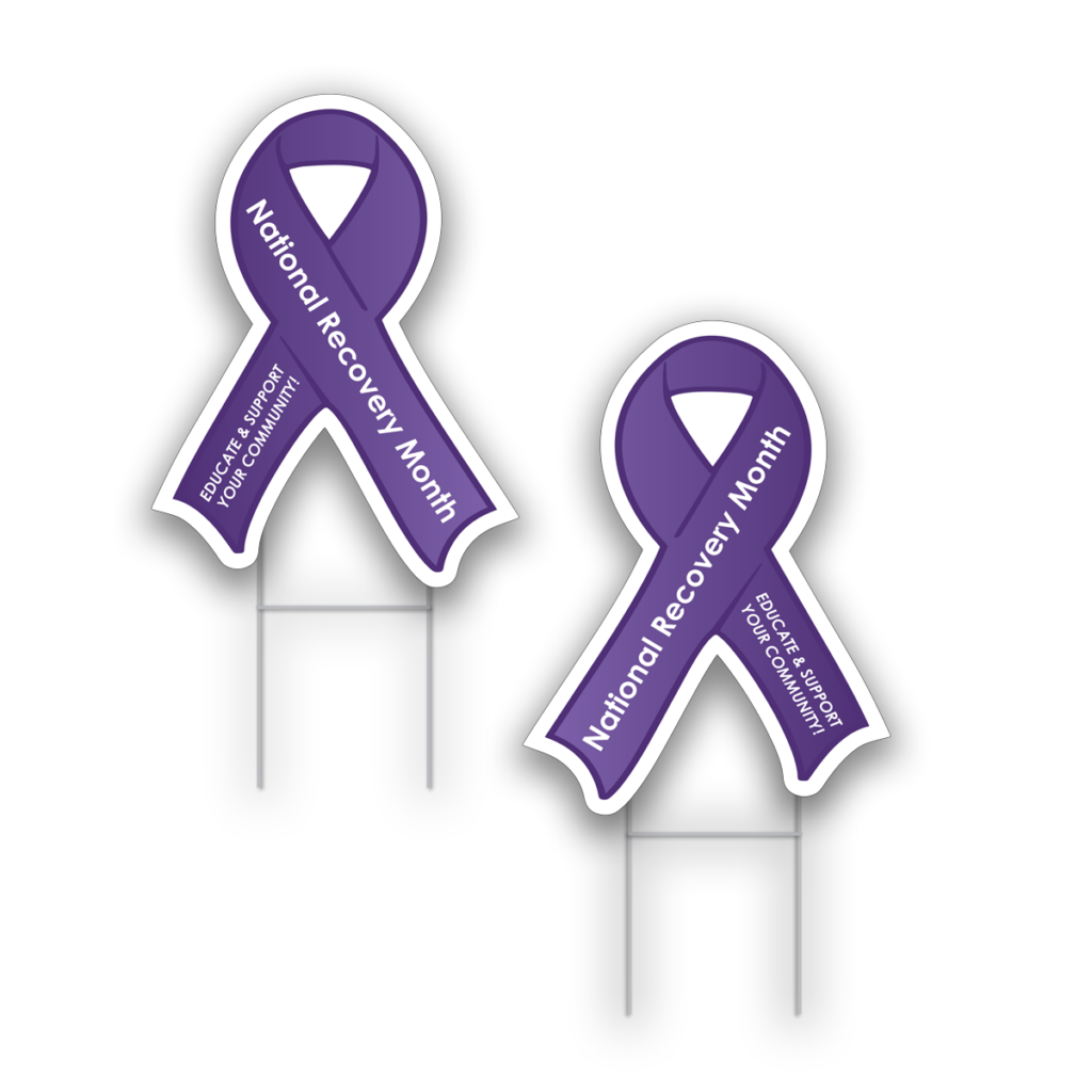 Recovery Month Awareness Ribbon Yard Signs