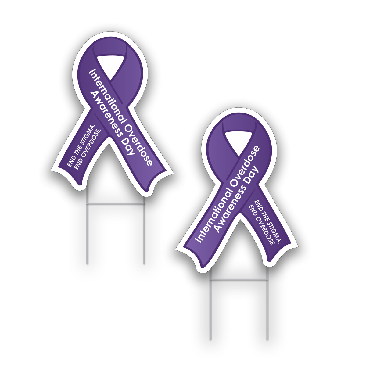 Recovery Month Awareness Ribbon Yard Signs • Lawn Decorations