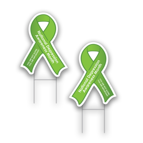 Depression Awareness Month Ribbon-Shaped Lawn & Yard Signs