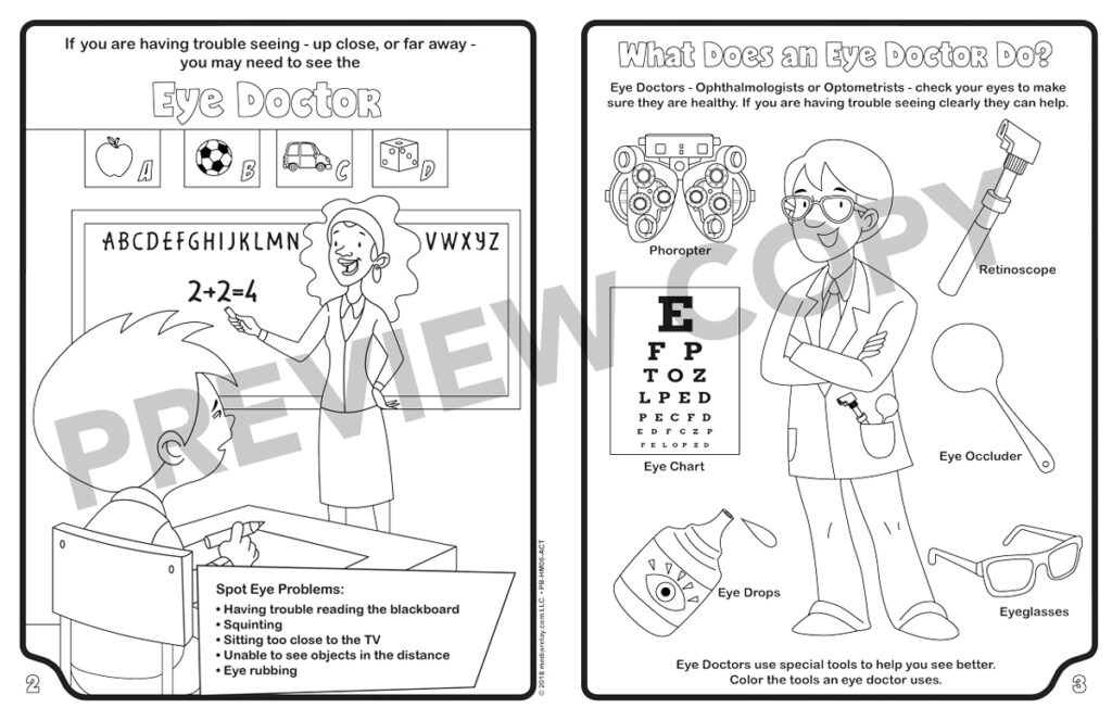 "A Trip to the Eye Doctor" Learning Coloring & Activity Books